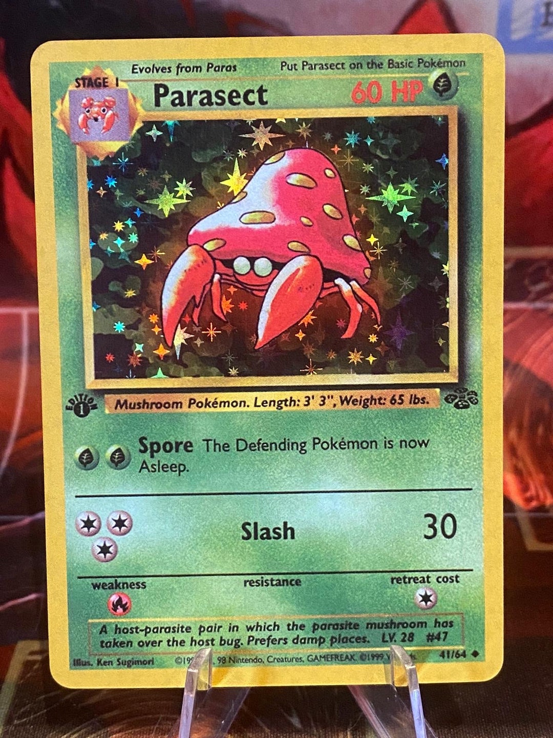 Parasect Jungle Fossil Base Set Pokemon Custom Card Holographic 41/64 ...