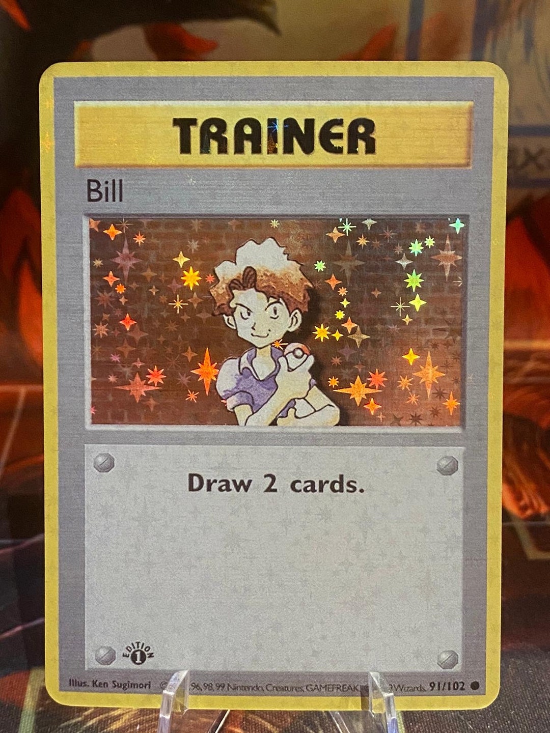 Bill 91/102 Jungle Fossil Base Set Pokemon Custom Card Holographic 1999 ...
