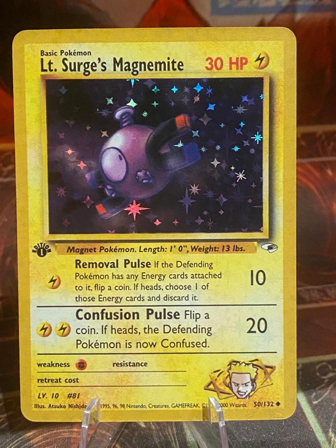 Lt. Surge Magnemite 50/132 Gym Heroes Team Rocket Neo Destiny Jungle Fossil Base Set Pokemon ...