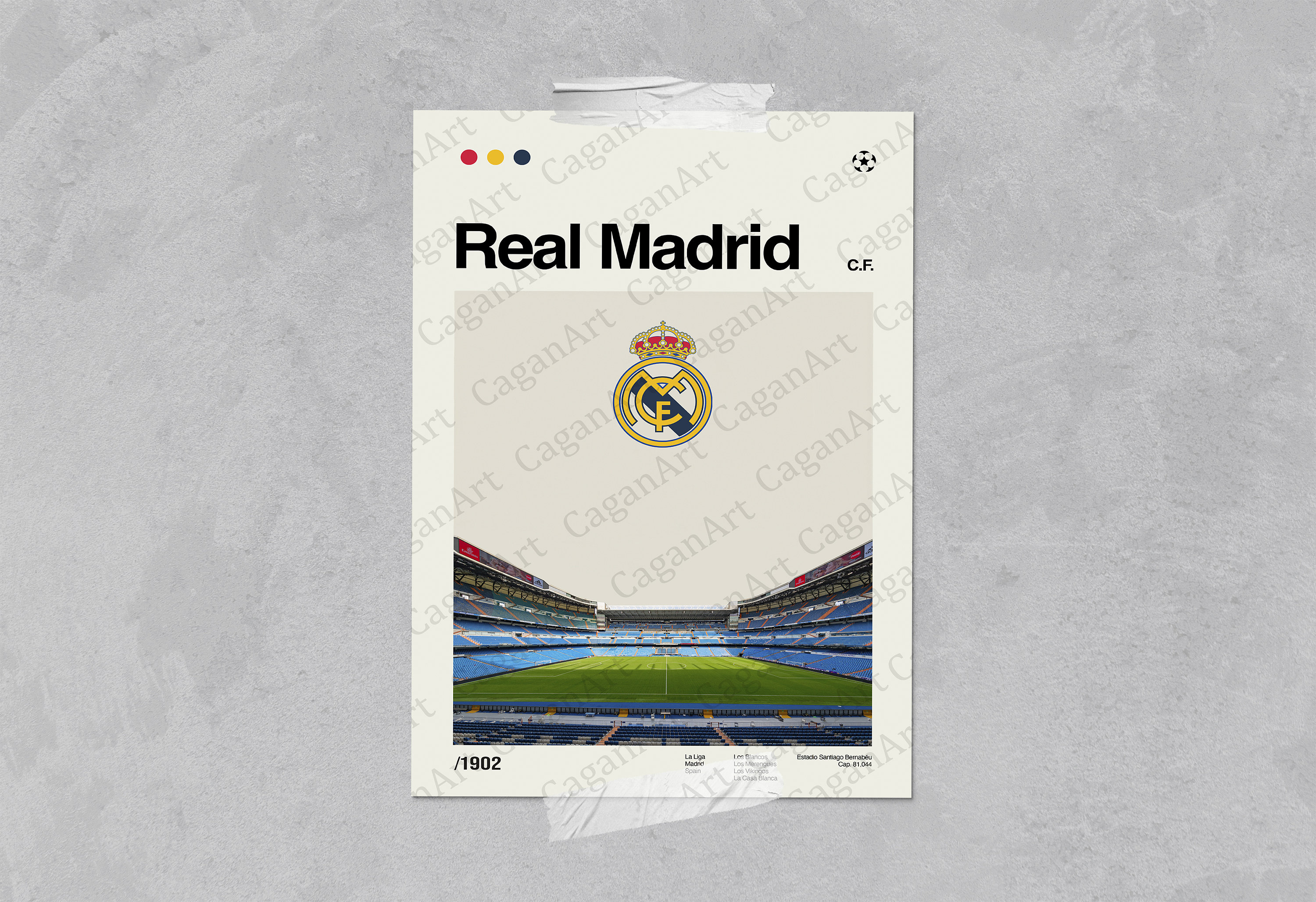 Santiago Bernabéu Stadium Poster, Real Madrid Print, Soccer Fans, La ...