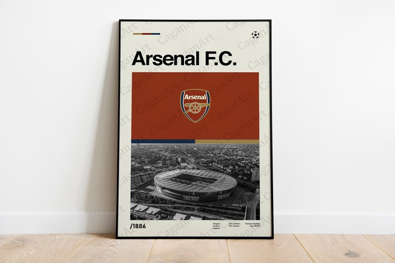 Arsenal Poster, Emirates Stadium Poster, Minimalist Football Wall Art ...