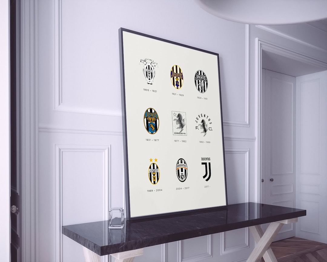 Juventus FC Badge Logo Evolution, Retro History Print, Juventus FC Logo ...