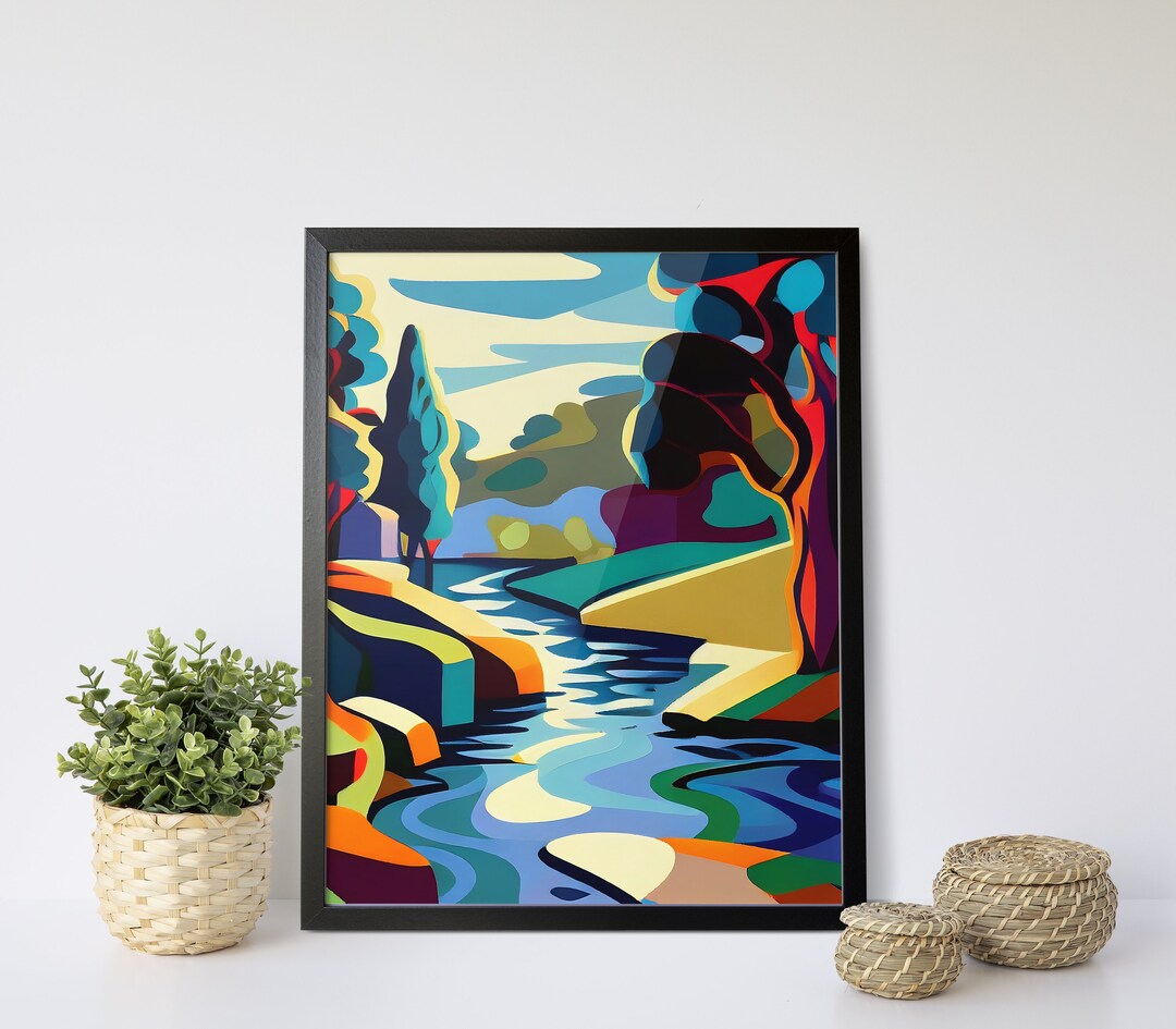 River Abstract Painting Art Print, Printable Wall Art, Gift Idea, Fine ...