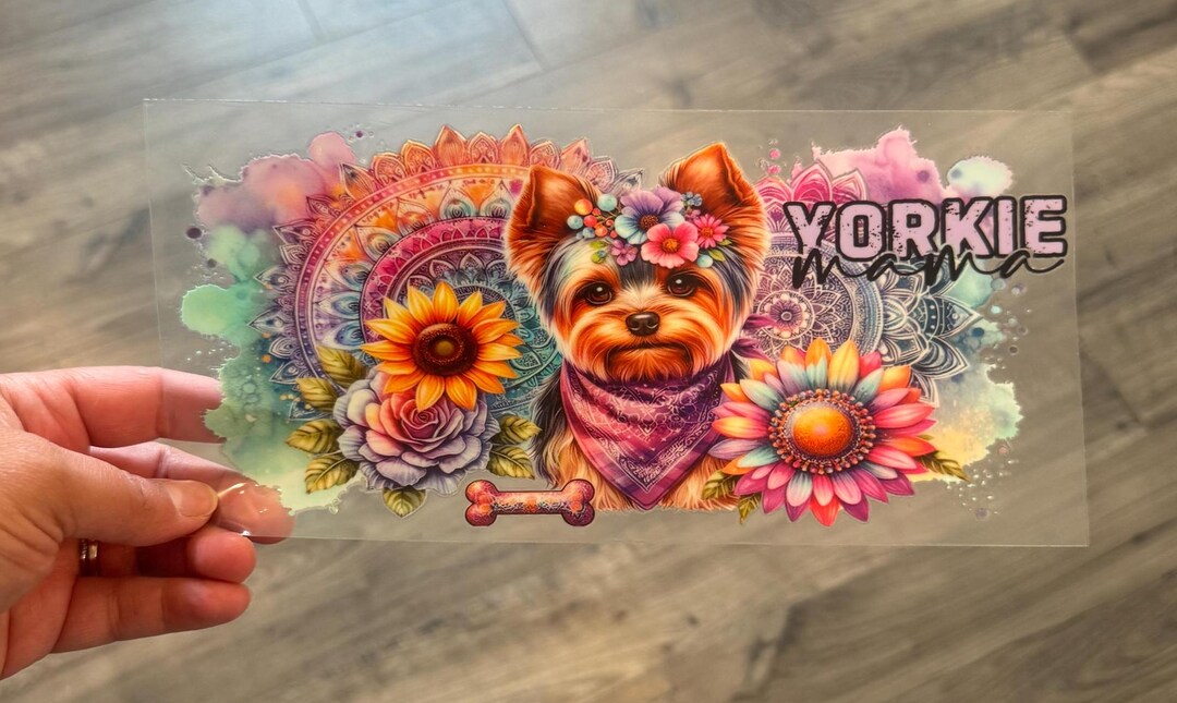 Yorkie Mama- DOUBLE-SIDED Uv Dtf 16oz Cup Wrap, Ready to Use, No Heat ...