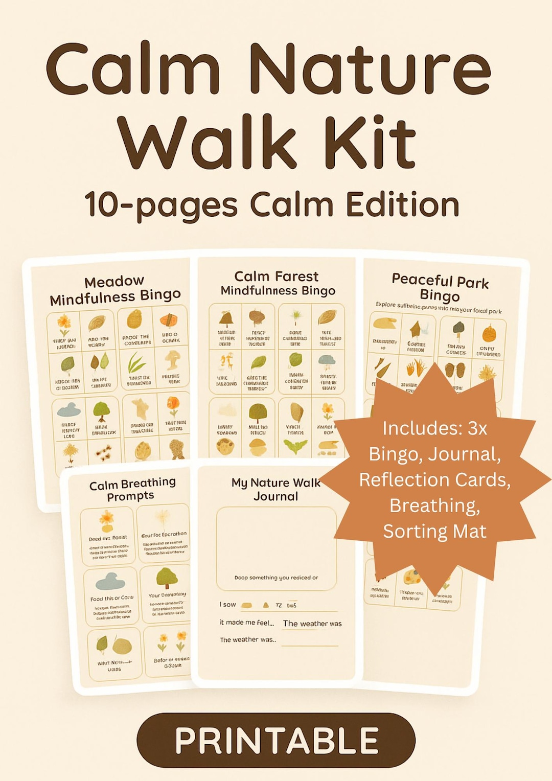 Printable Nature Walk Kit for Kids – Outdoor Scavenger Hunt, Bingo ...