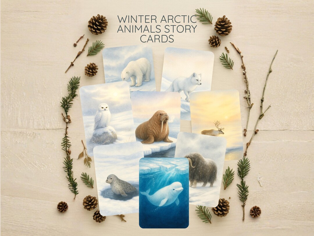 Winter Arctic Animals Story Cards for Kids | Polar Bear, Fox, Owl and ...