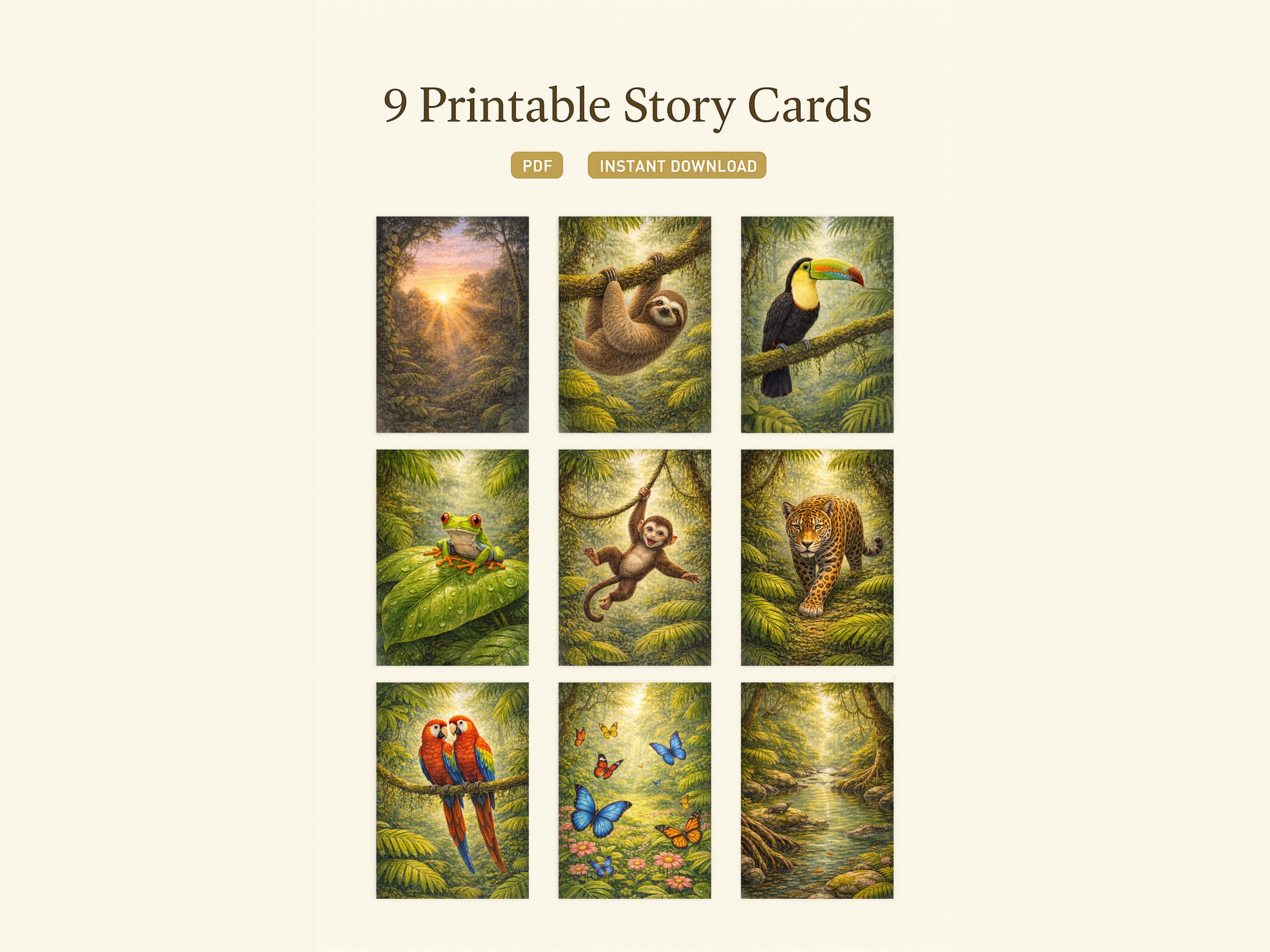 Jungle Life Story Cards for Kids | Printable Preschool Montessori ...