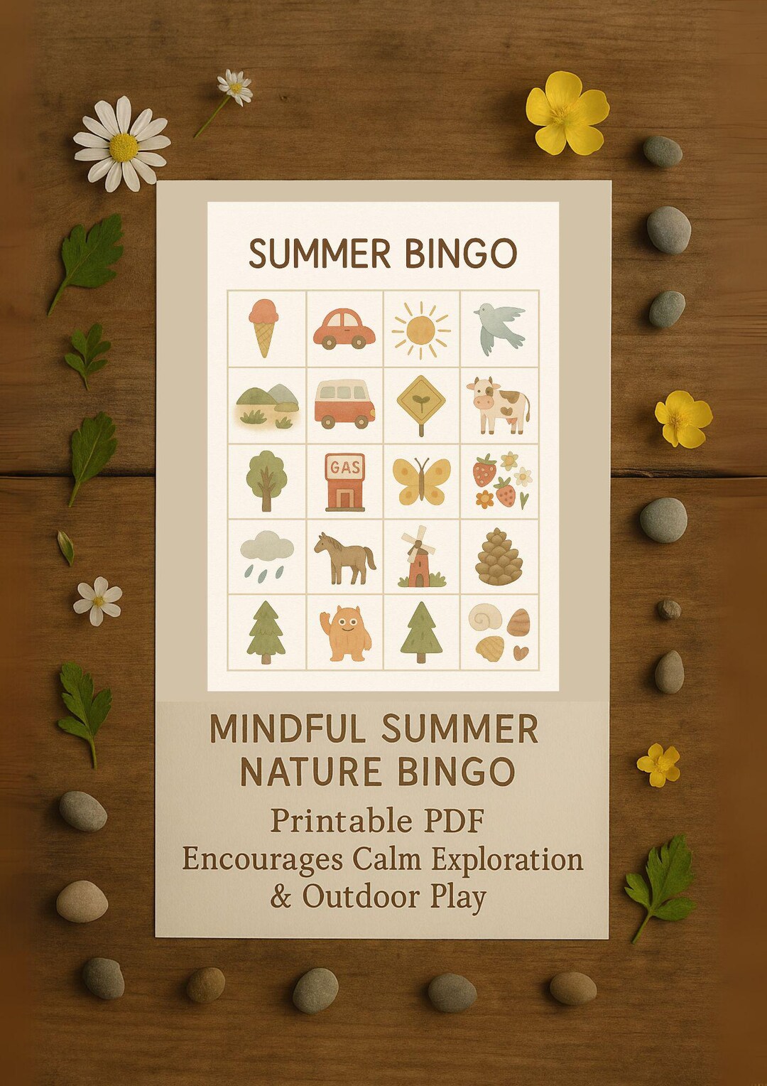 Summer Nature Bingo Printable for Kids | Outdoor Scavenger Hunt Game ...