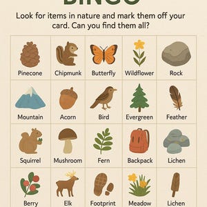 Mountain Bingo Printable for Kids | Outdoor Nature Scavenger Hunt ...