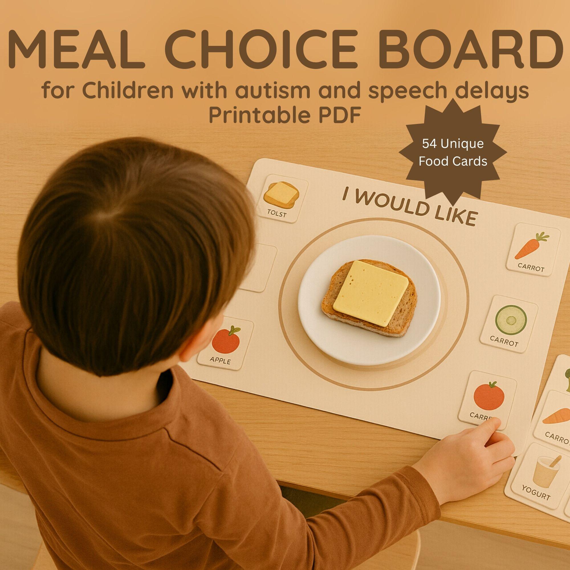 Meal Choice Board for Kids – Visual Food Communication Tool for Autism ...
