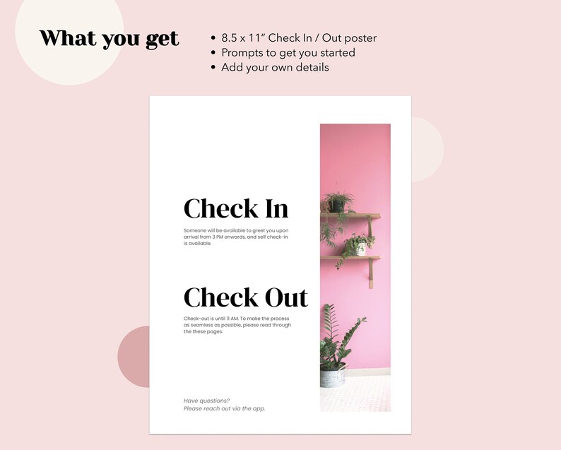 Airbnb Check-out Sign, Editable Vacation Rental Printable, Guest House ...