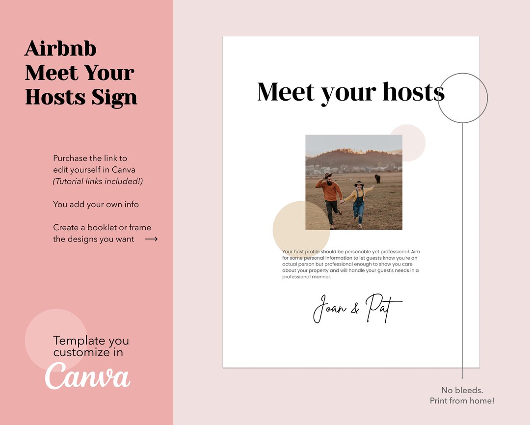 Airbnb Meet Your Hosts Flyer, Editable Vacation Rental Printable, Guest ...