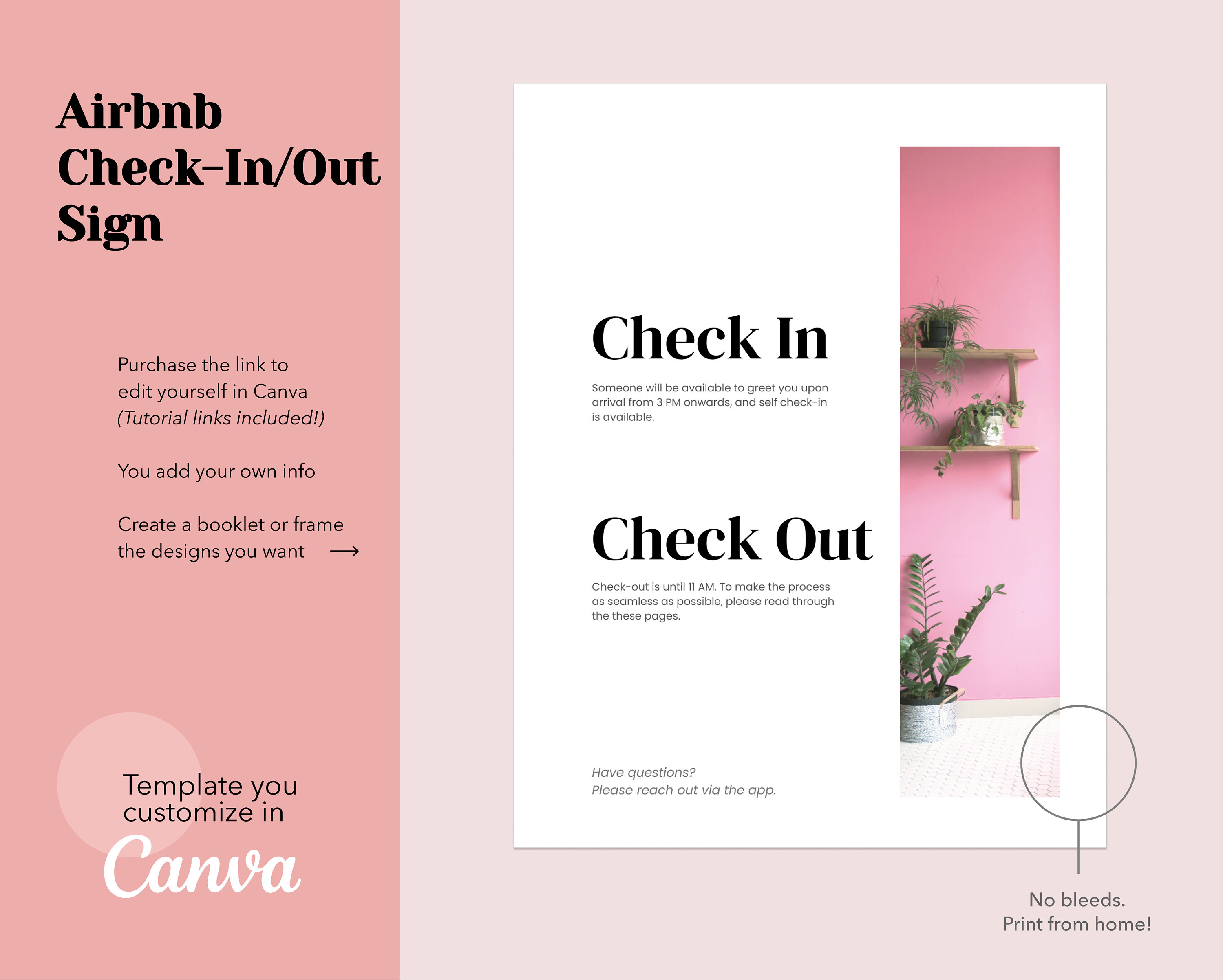 Airbnb Check-out Sign, Editable Vacation Rental Printable, Guest House ...