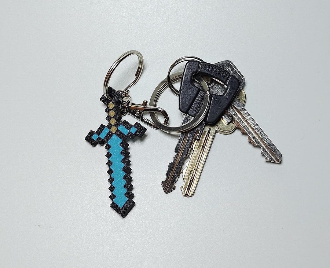 3D Printed Pixel Sword Minecraft Pendant With Ring and Carabiner - Etsy