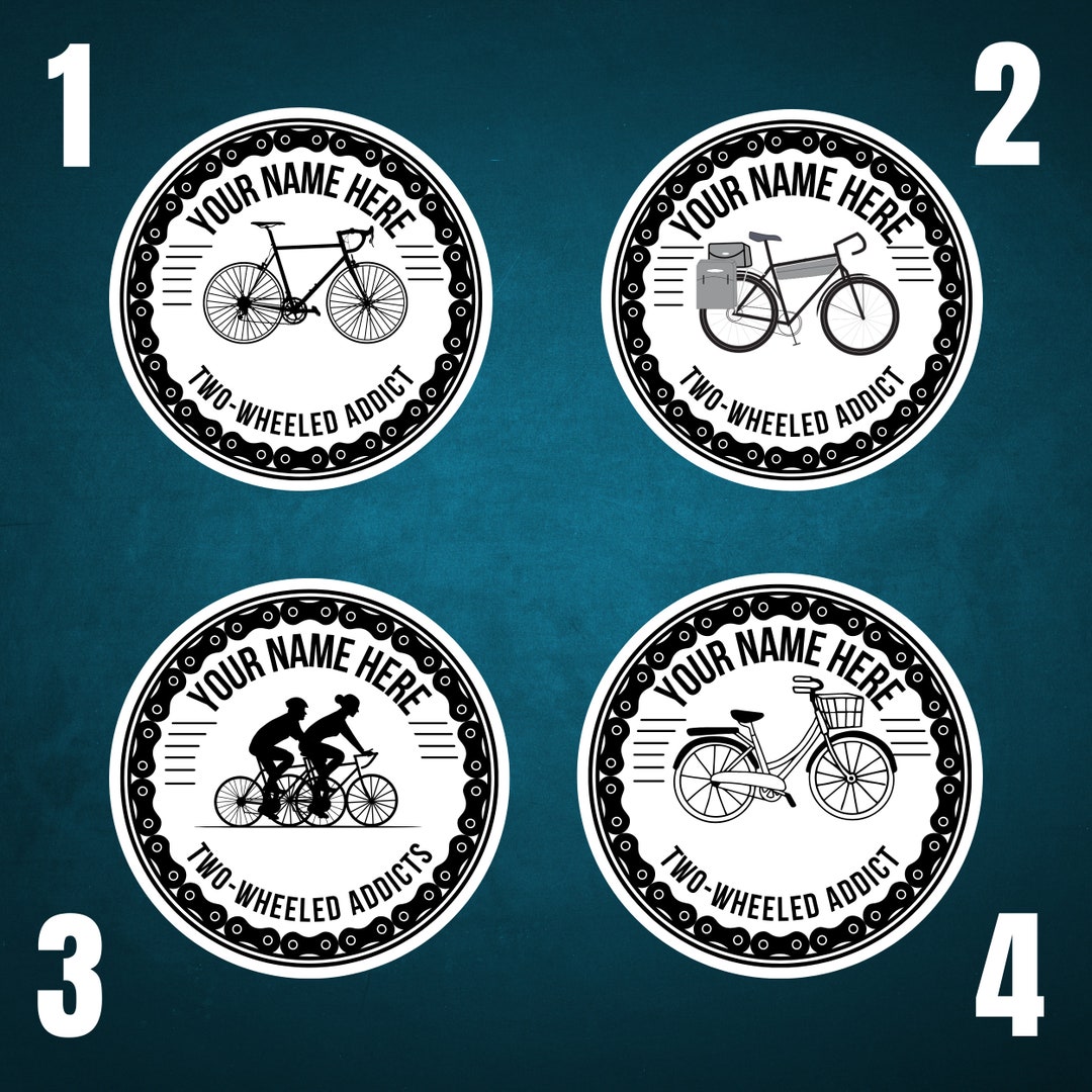 Personalized Two-wheeled Addict Bike Sticker | Personalized Bicycle ...