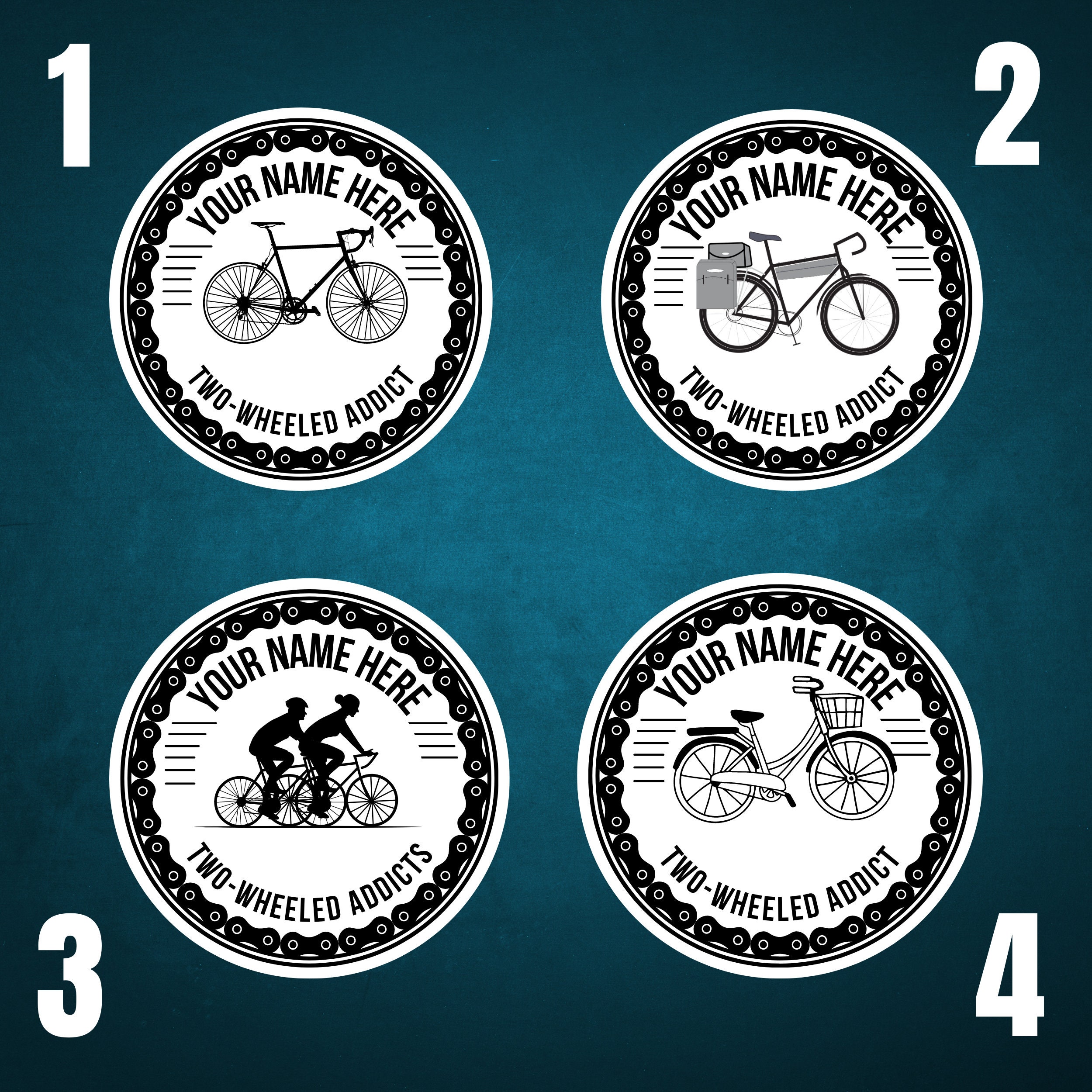 Personalized Two-wheeled Addict Bike Sticker | Personalized Bicycle ...