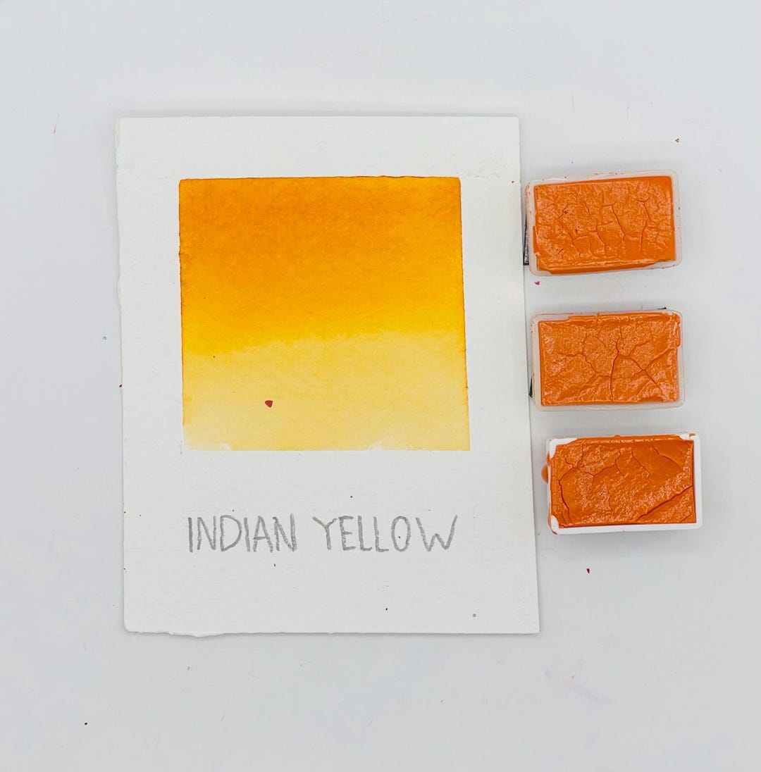 Indian Yellow Watercolor Full Pan – Handmade Artist Paint | Golden Warm ...