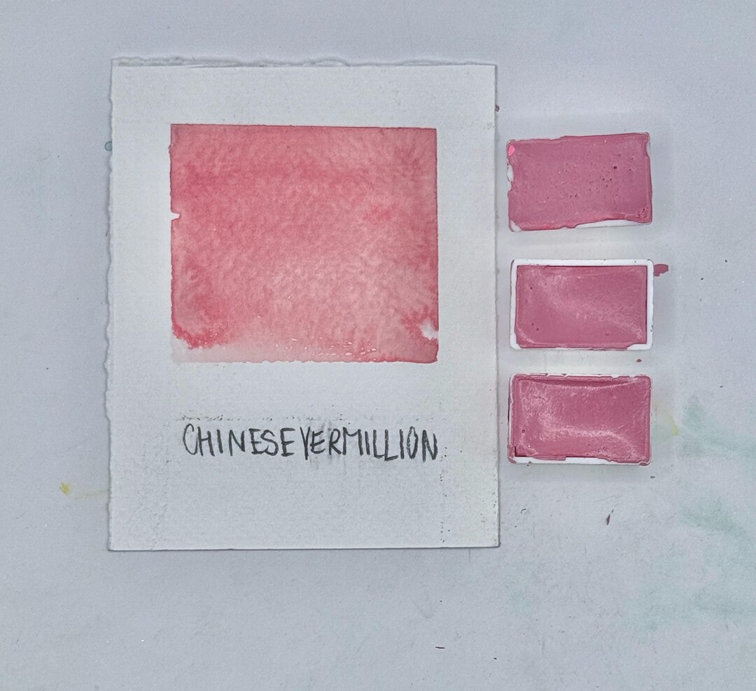 CHINESE VERMILLION Aritsan Handmade Handground Full Pan Watercolor With ...