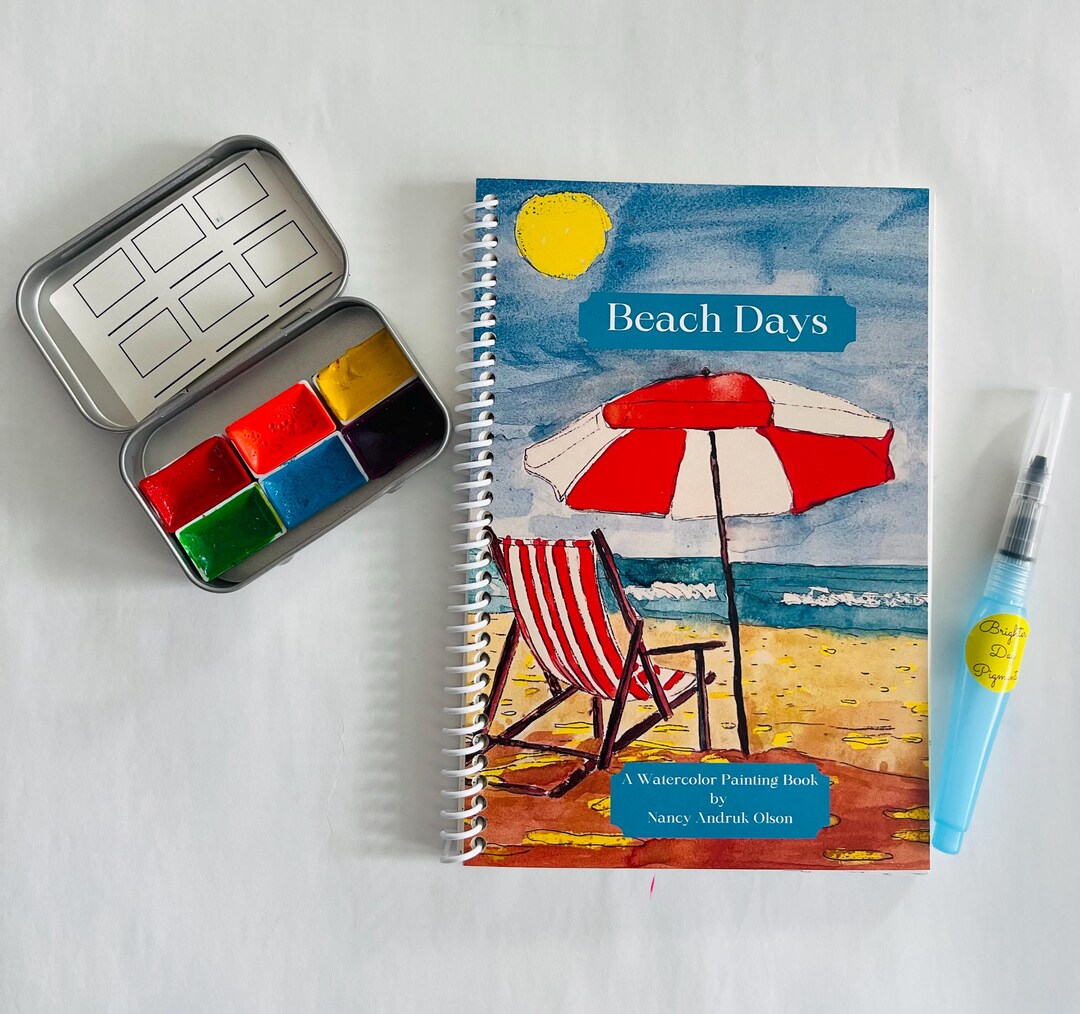 WATERCOLOR COLORING BOOK Beach Days Painting Pages for Artists Learn to ...