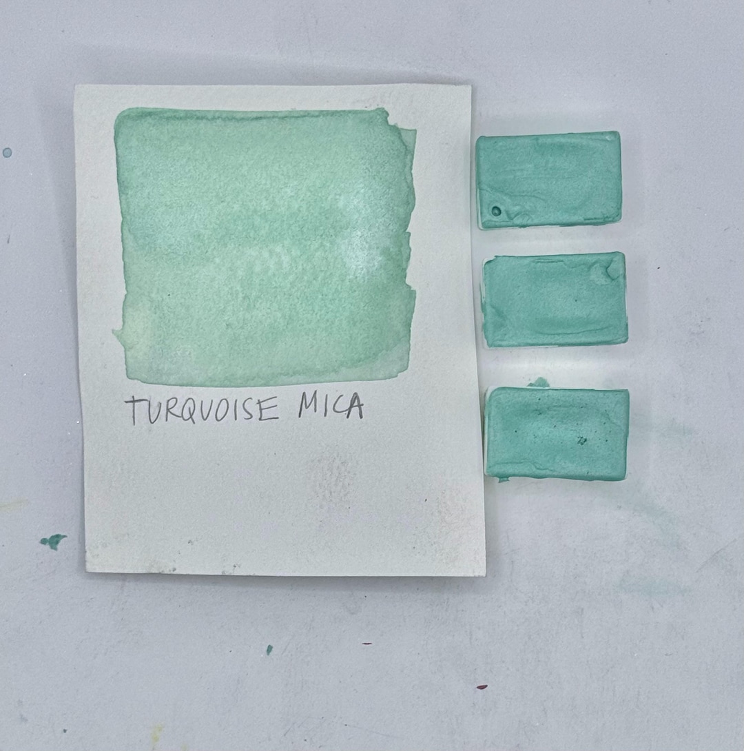 Turquoise Mica Watercolor Full Pan Handmade Shimmering Ocean Blue-green ...