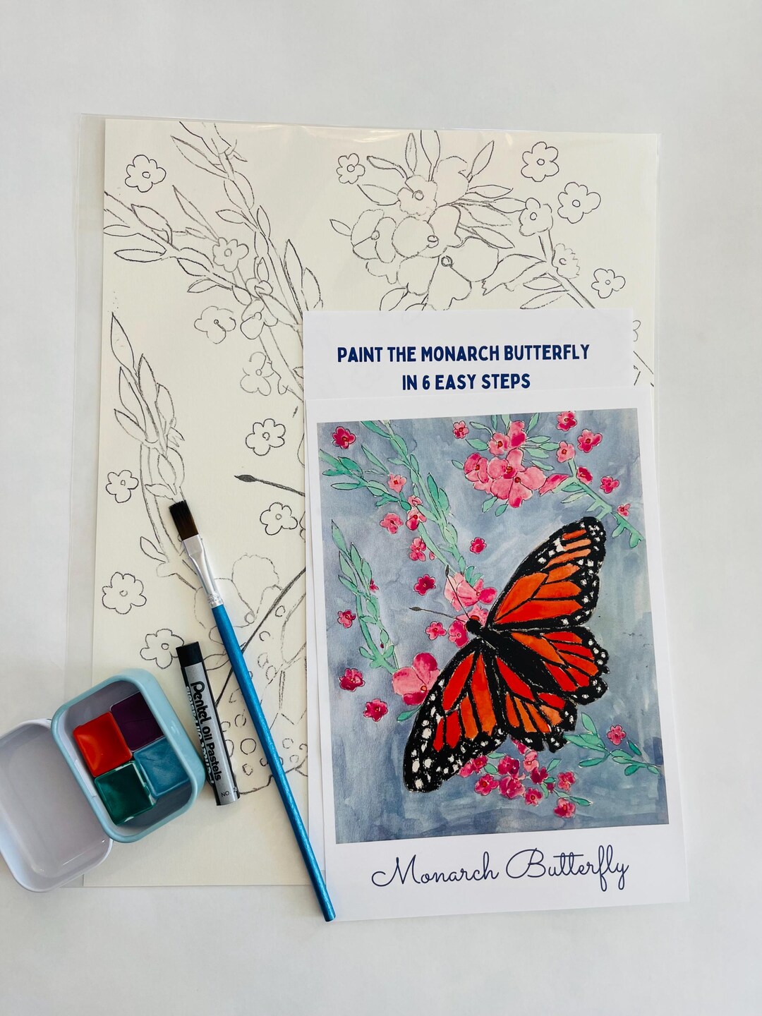 WATERCOLOR PAINTING KIT Paint the Monarch Butterfly is 6 Easy Steps ...