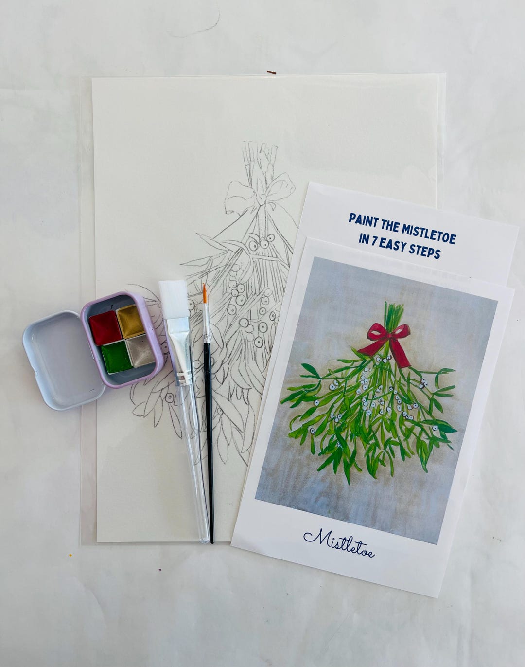 WATERCOLOR PAINTING KIT Mistletoe Art Kit With Handmade Paint ...