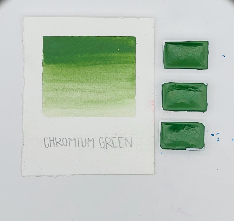 Chromium Green Watercolor Full Pan – Handmade Artist Paint | Deep ...