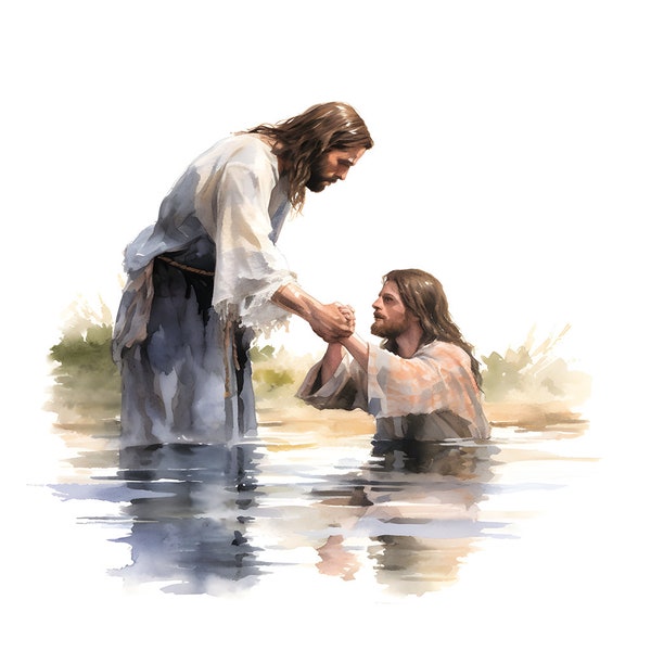 Jesus Was Baptized by John the Baptist Christian Art, Bible - Etsy