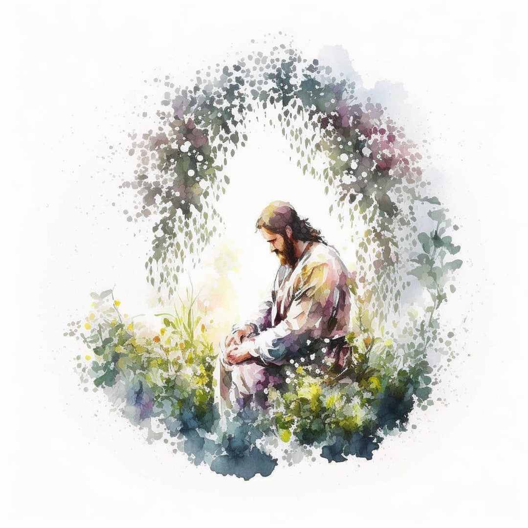 Jesus in the Garden in Watercolor - Etsy