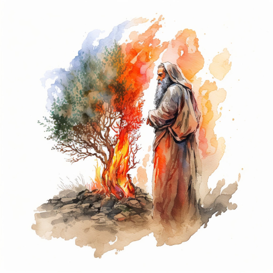 Moses & the Burning Bush Christian Art, Bible Verse Wall Art, Moses Art ...