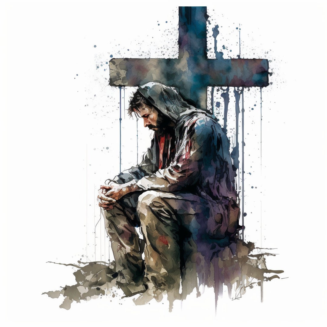 Jesus Praying Before the Cross Christian Art, Bible Verse Wall Art ...