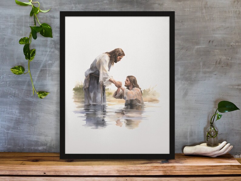 Jesus Was Baptized by John the Baptist Christian Art, Bible Verse Wall ...