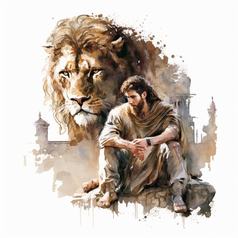Daniel in the Lions Den Christian Art, Bible Verse Wall Art, Jesus Art ...