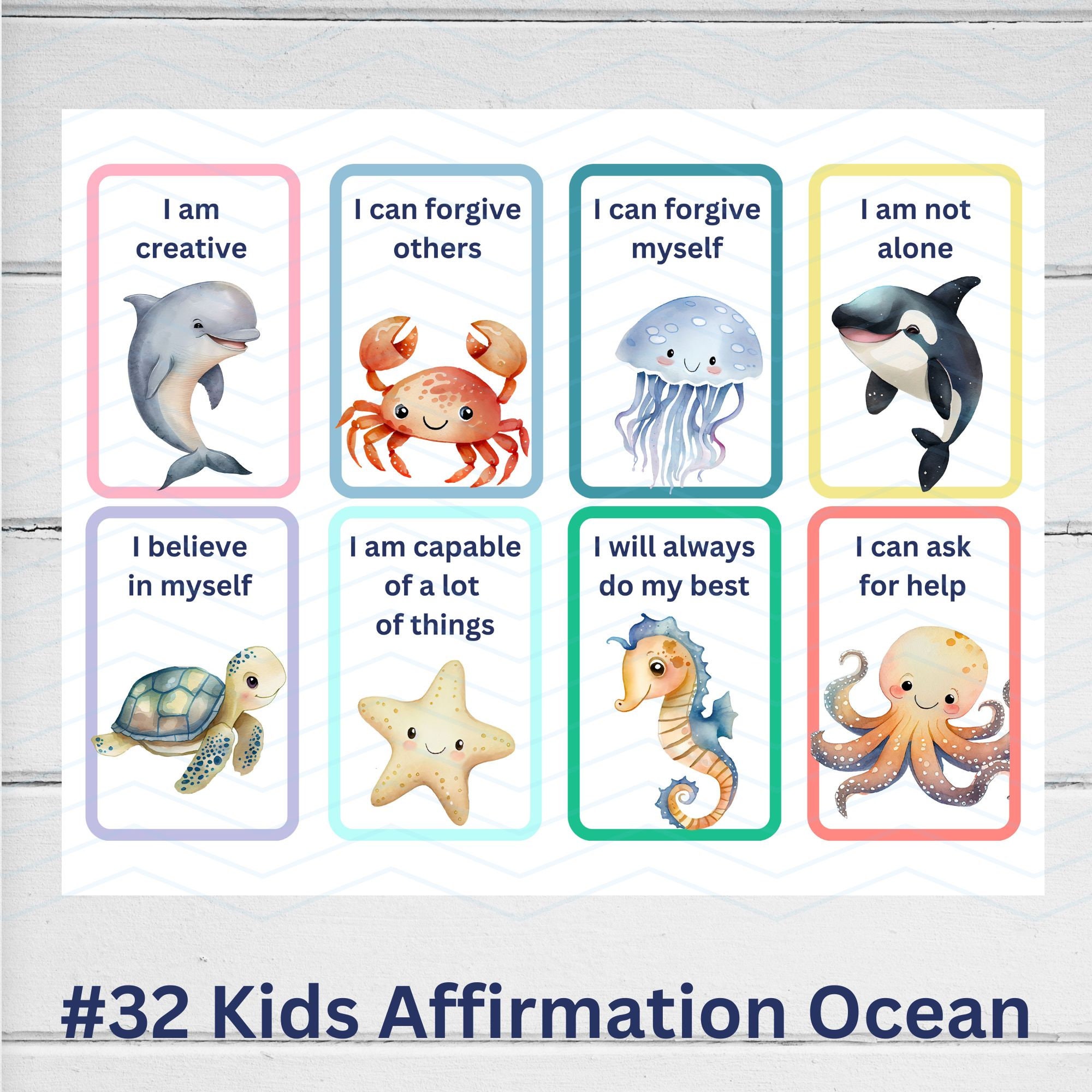 32 Kids Inspirational Affirmation Cards With Bonus 8 Individual Ocean ...