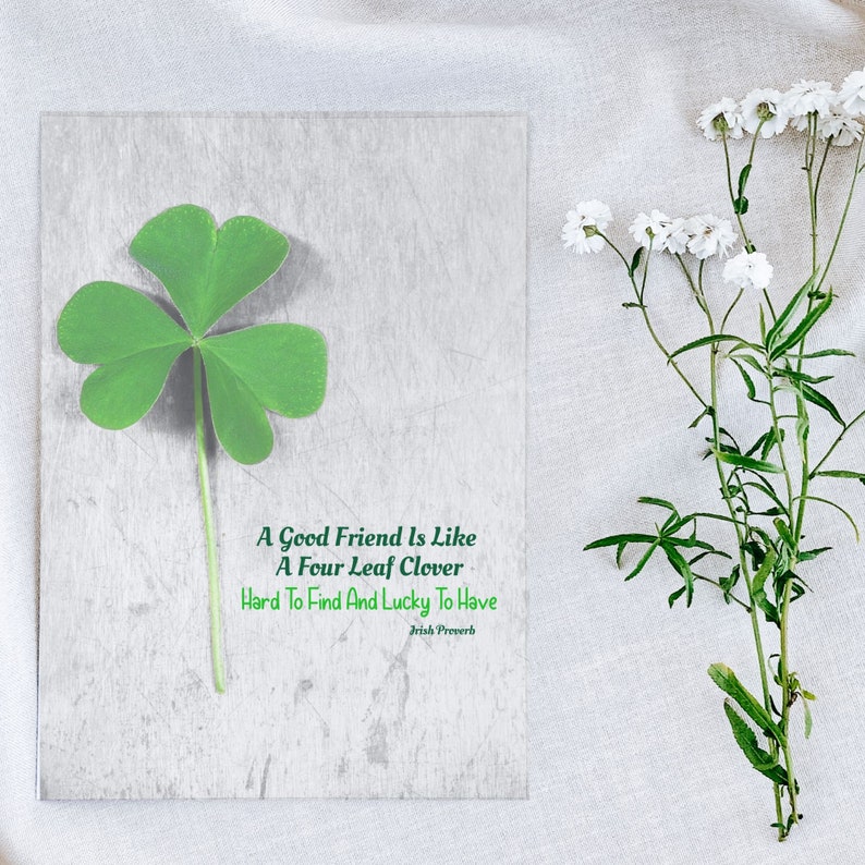 Friend Four Leaf Clover Irish Proverb Art Print (digital Download) - Etsy