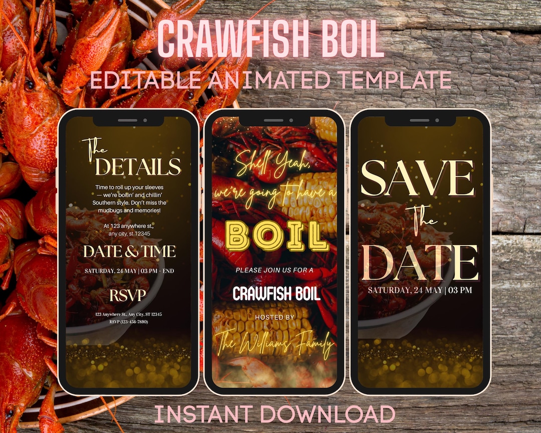 Crawfish Boil Invitation, Summer Editable Invite, Party Flyer, Instant ...