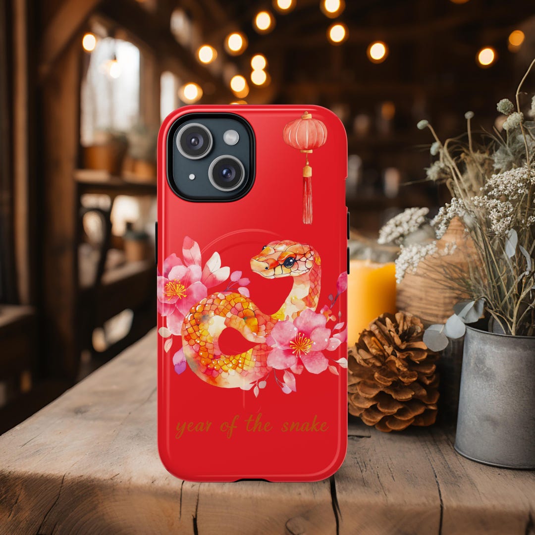 Year of the Snake Phone Case: Lunar New Year Magnetic Cover - Etsy
