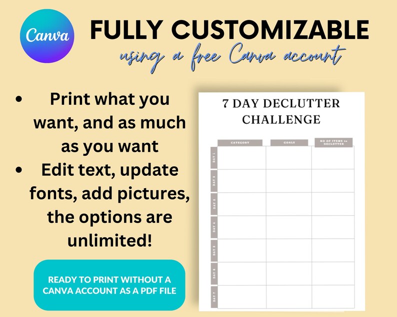 Printable Cleaning Planner: Editable Declutter Journal (digital ...