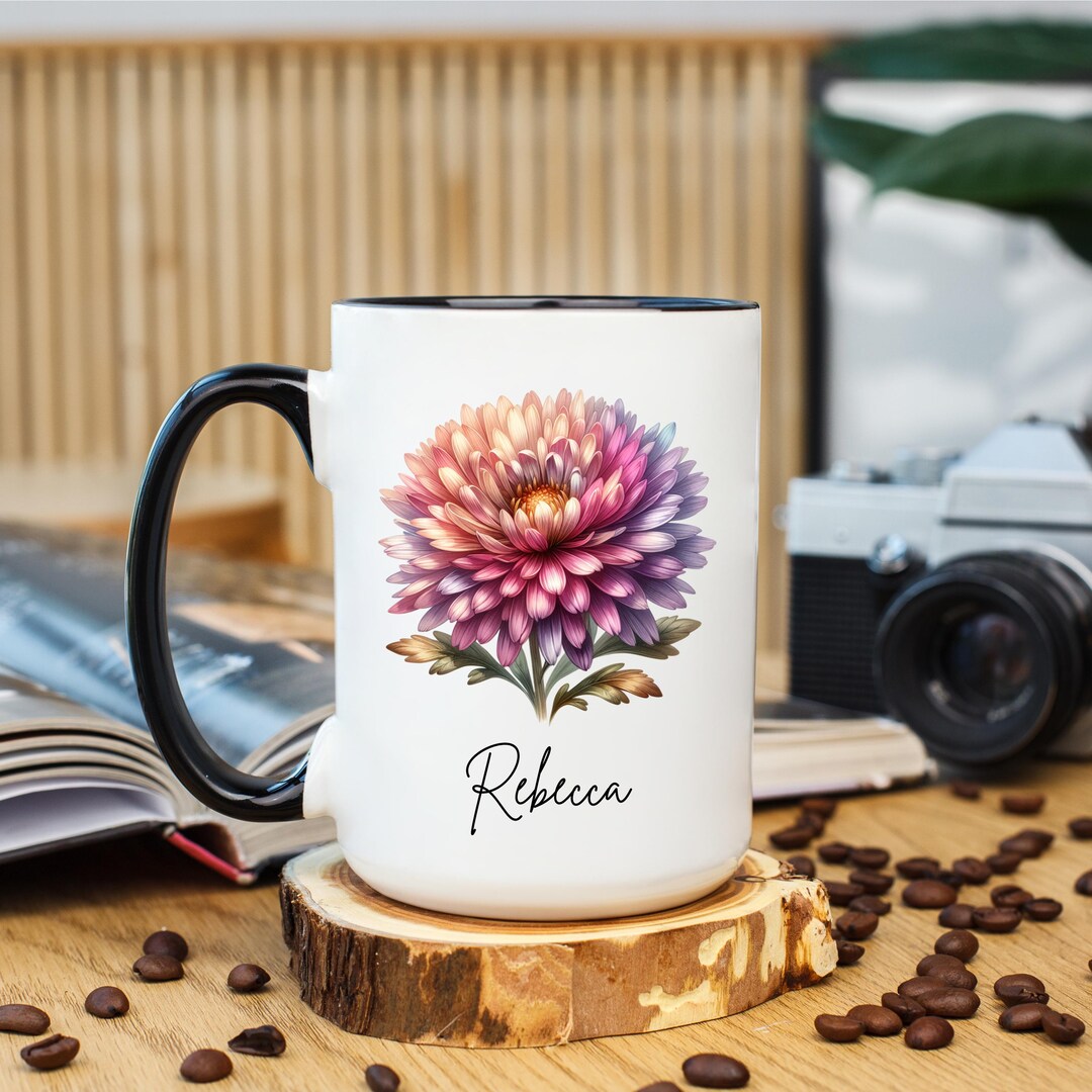 Personalized Aster Mug: September Birth Flower Coffee Cup - Etsy