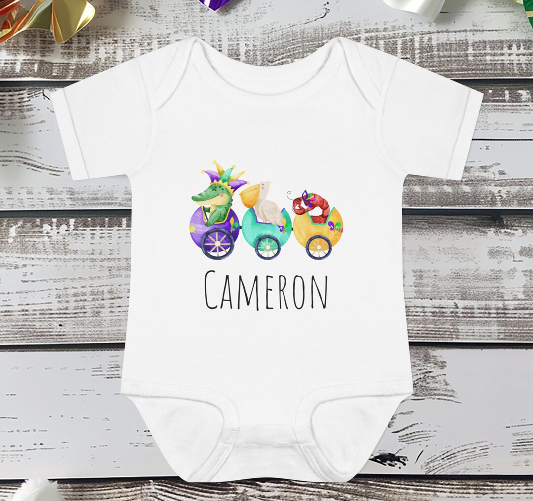 Personalized Mardi Gras Baby Bodysuit, Custom Romper Carnival Baby ...