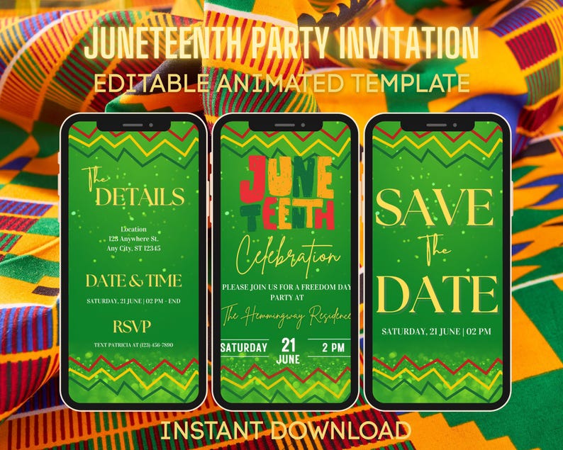 Editable Juneteenth Celebration Invitation | Digital Freedom Day Party ...