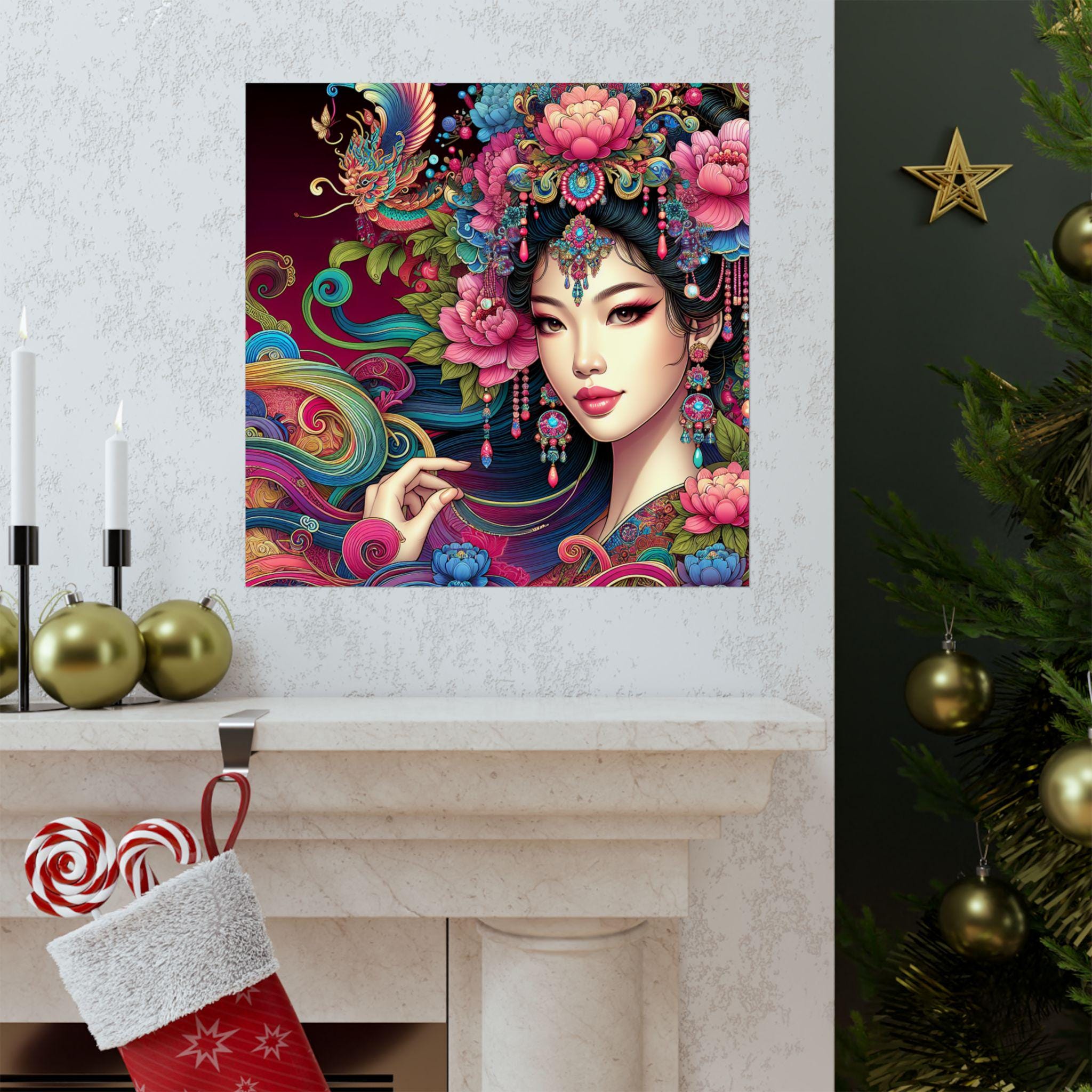 Asian Woman Print, Asian Queen Home Decor, Matte Vertical Poster ...