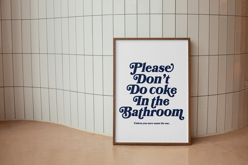 Please Don't Do Coke in the Bathroom Print Retro - Etsy