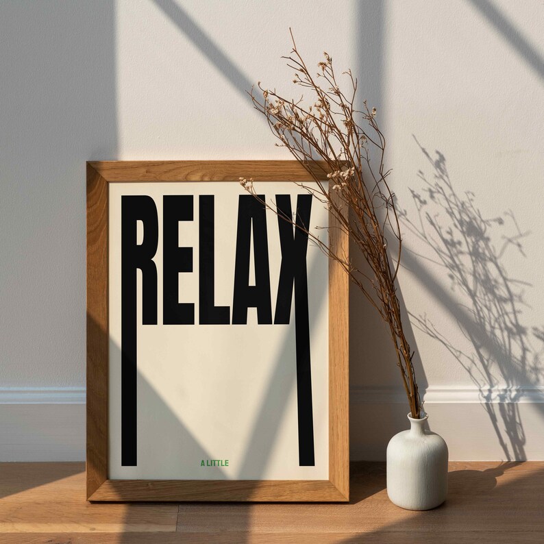 Relax A Little Wall Art, Self Care Poster, Eclectic Wall Art, Trendy ...