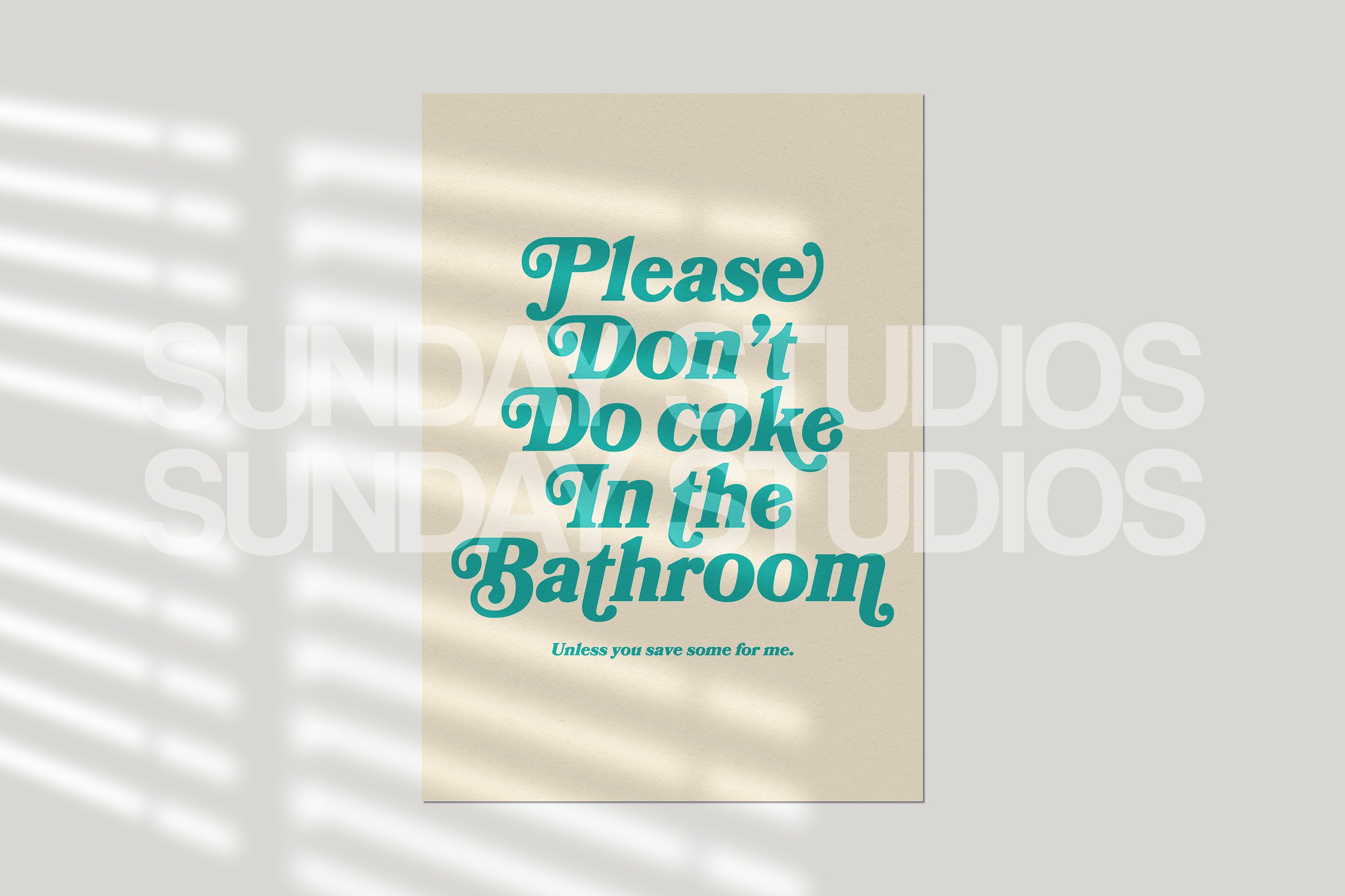 Please Don't Do Coke in the Bathroom Print Retro Bathroom Wall Decor Funny Bathroom Digital Art ...