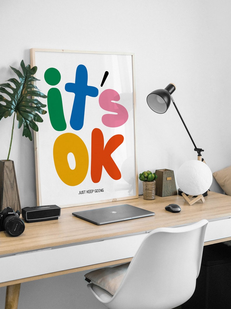 Colorful Inspirational Poster, It's Okay Poster, Digital Download ...
