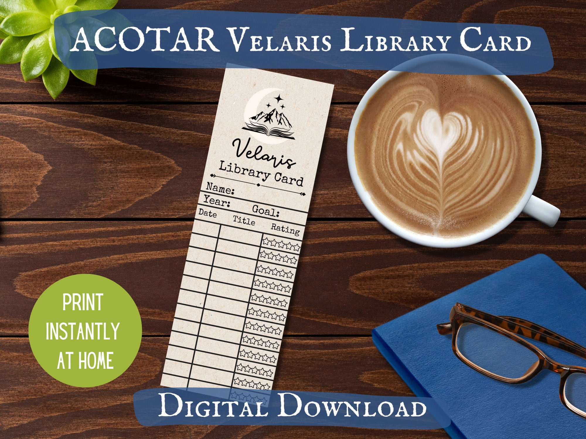 Set of 4 Velaris Library Cards, ACOTAR Printable Bookmarks, Sarah J ...