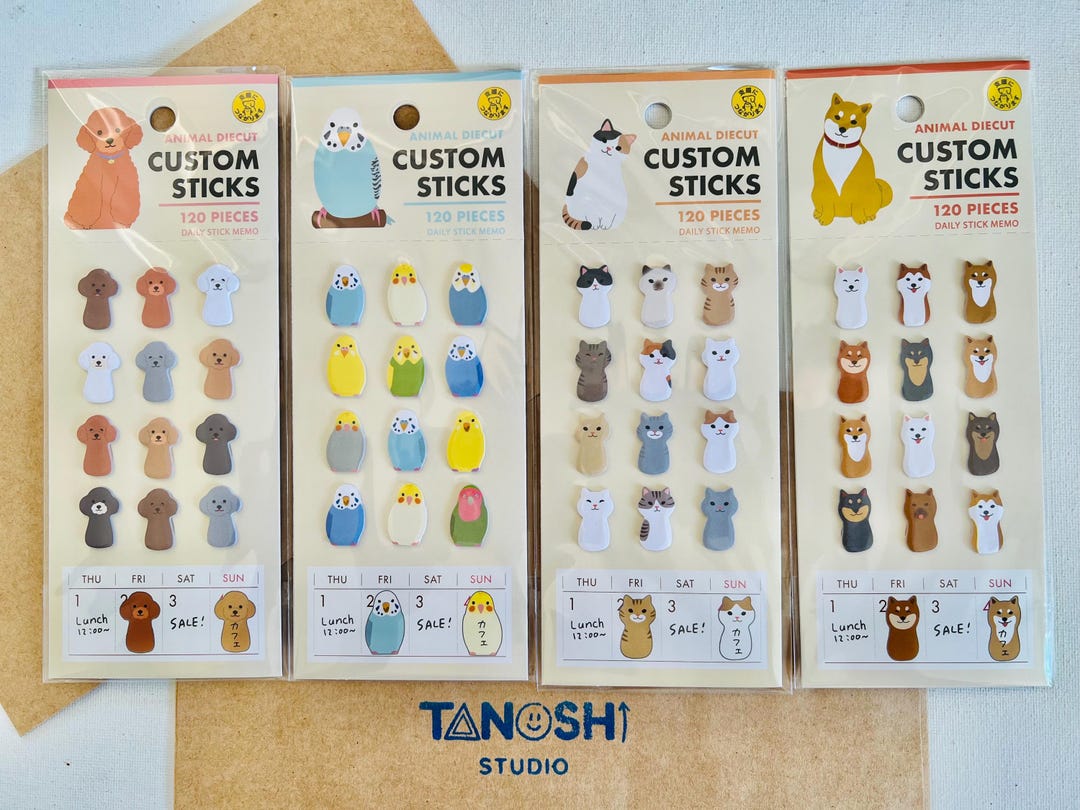 Animal Diecut Sticky Notes Made in Japan Memo Pads Cute Kawaii Cat Bird ...