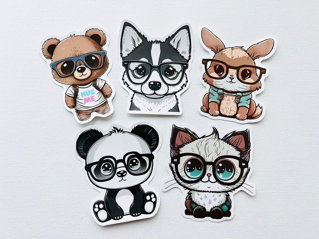 Nerdy Animals Stickers Tanoshi Studio Characters Die Cut Glossy ...