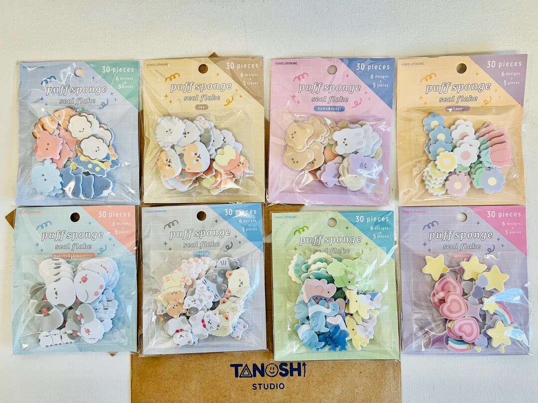 Puff Sponge Seal Flake Stickers by Kamio Cute Kawaii Bird Dino Stars ...